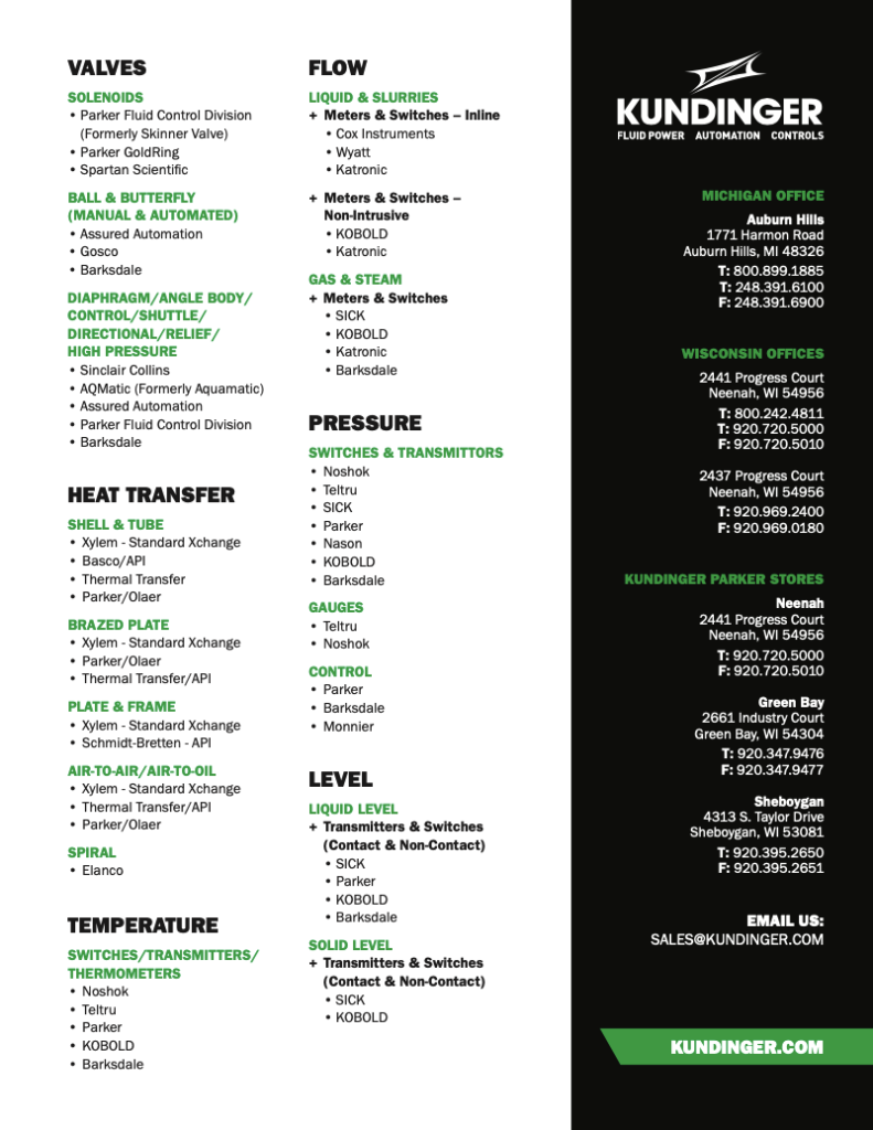 Download Our Line Cards - Kundinger